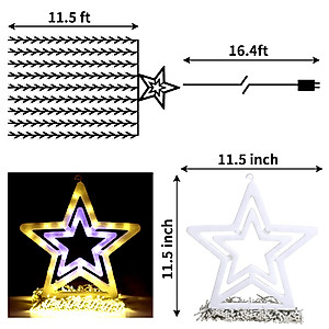 Joiedomi 345 LED Christmas Decoration Star Lights, 11.5Ft 8 Lighting Modes Decorative Tree Lights with Topper Star for Christmas Tree, Party Wedding Garden Yard Patio Xmas Outdoor Décor(Warm Whit)