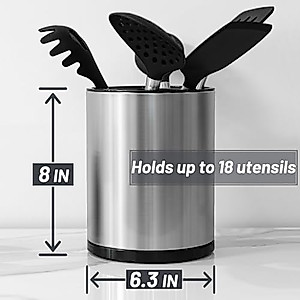 Haiyouneer Kitchen Utensil Holder for Countertop 360° Rotating Utensil Caddy Extra Large Utensil Crock Cooking Utensil Holder for Kitchen Counter