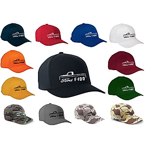 1967-1972 Ford F100 F-100 Pickup Truck Outline Design Flexfit hat Cap Large/XLarge Black