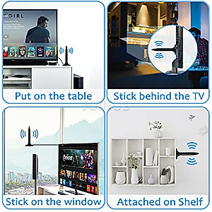 TV Antenna, 2023 Newest HDTV Indoor Digital TV Antenna 300 Miles Range with Amplifier Signal Booster 4K HD Free Local Channels Support All Television - 10ft High Performance Coax Cable