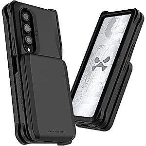 Ghostek EXEC Wallet Case for Galaxy Z Fold 4 - Magnetic Credit Card Holder, Hinge Protection, Wireless Charging, 7.6" Screen (Black)