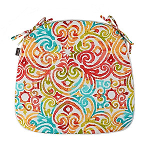 FUNHOME Outdoor Chair Cushions Set of 4, Waterproof Seat Cushions D16xW17 Inch, All Weather Patio Chair Pads with Tie, Cushions for Furniture Garden Office Decoration, Corinthian Dapple