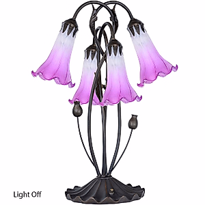 Bieye LS03 Lily Flower Blown Glass Lampshade (White Purple, Opening I.D. 1.26" x O.D. 1.5")