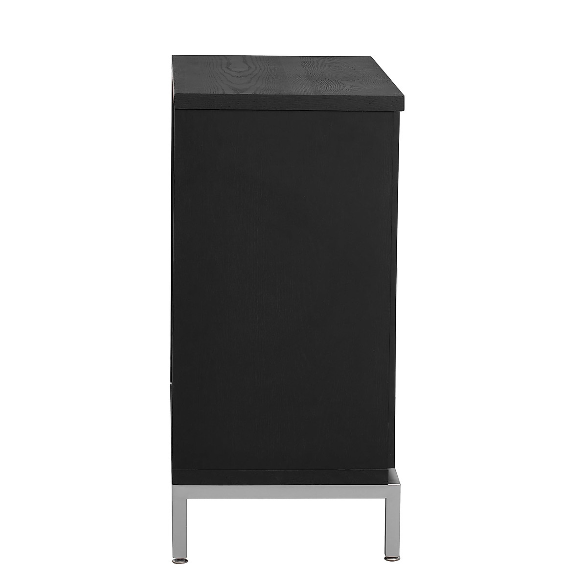 Knocbel Storage Cabinet with Solid Wood Veneer and Metal Leg, Accent Console Side Table with Adjustable Shelves Circular Door and Handles for Living Room, Entryway, 34" W x 15.5" D x 31.9" H, Black
