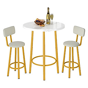 AWQM Round Table Sets, White & Gold
