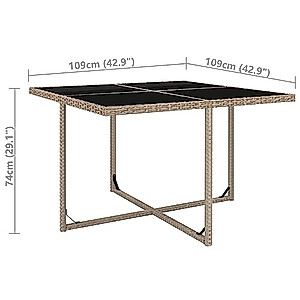 MBFLUUML Living Room Lounge Sets, Outdoor Patio Furniture, 9 Piece Patio Dining Set with Cushions Poly Rattan Beige Suitable for Patio, Porch, Backyard, Balcony.