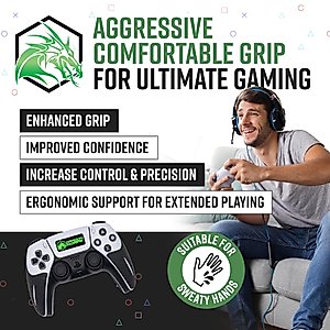 Dragon Grips PS5 Controller Grip, 22 Pcs Black Textured Non-Slip Rubber Controller Grips Stickers, Perfectly Fit to Any Handles, Trigger Buttons & D-pad, Sweat Resistant to Enhance Gaming Control, 2pk