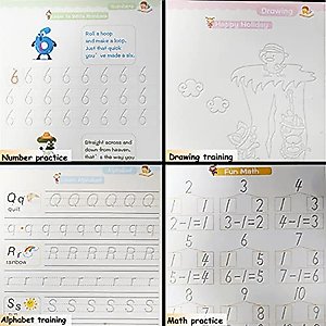 Magic Reusable Practice Copybook for Kids,Magic Reusable Practice Copybook,Practice Copybook for Age 3-5 Calligraphy Simple Hand Lettering (Exercise book four sets)