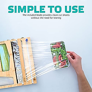 Bamboo Ziplock Bag Organizer for Drawer- 2 in1 Ziplock Bag Storage Organizer with Foil and Plastic Wrap Organizer- Ziplock Bags Organizer Compatible with Gallon, Quart, Sandwich, and Snack Bags