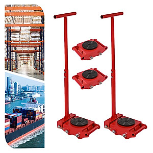 6T Industrial Mover, 4PCS Machinery Moving Skate on Wheels, 360° Rotatable Industrial Machinery Mover with Handle, Heavy Duty Machinery Skates Cargo Mover for Home, Logistics, Construction Sites