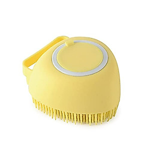 INGVY Dry Brushing Body Brush Silicone Fast Foaming Brush Cute Magic Brush Full Body Massage Bathroom Accessory Pet Shower Brush Replaceable Body Washclothes (Color : Yellow)