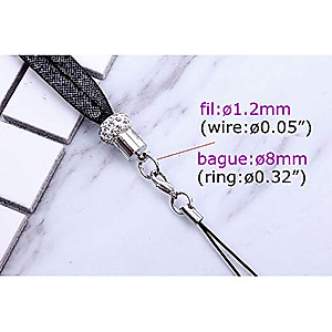 Lanyard with Fishnet Tube Filled with Sparkly Rhinestones(Pack of 4),Bling Strap for Phone,Camera,ID Badge and USB Key,Long,Black-Champagne-Pink-Purple