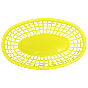 Set of 12 Yellow Oval Fast Food/Deli Baskets, 9.25 by 6-Inch, Black Duck Brand Yellow (12)