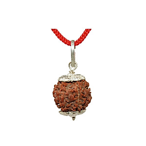 IS4A 100% Original & Natural Rudraksha Pendant (Locket) Silver Pendant (5 Mukhi (Fcae))