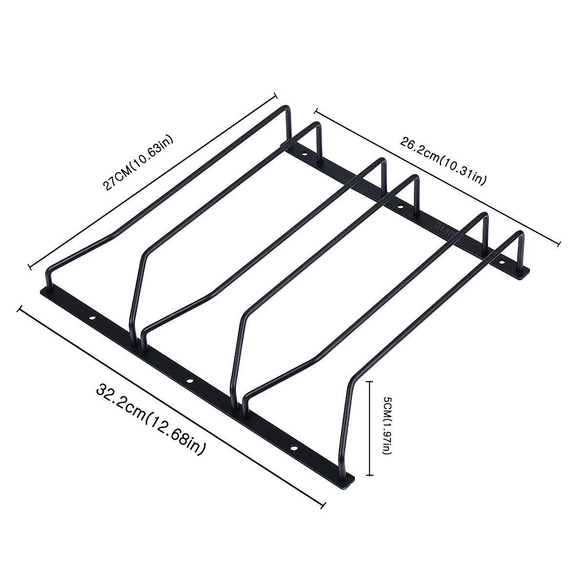 Dianoo Wine Glass holder, Stemware Rack, Wine Glass Rack Under Cabinet With Screws, 27CM 3 Rows Black