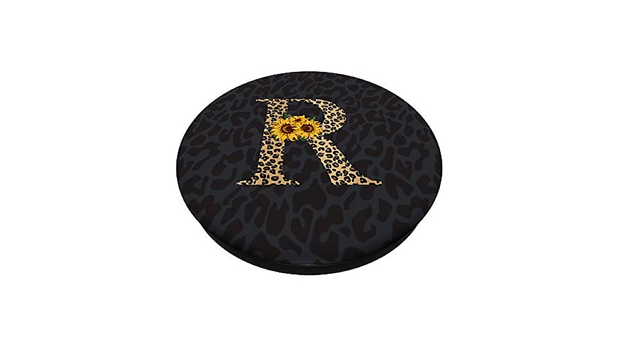 Leopard Cheetah Animal Print Sunflower Monogram Letter R PopSockets Swappable PopGrip — 🛍️ The ...