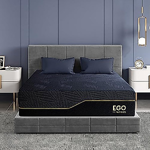 EGOHOME 14 Inch Queen Memory Foam Mattress for Back Pain, Cooling Gel Bed in a Box, Made in USA, CertiPUR-US Certified, Therapeutic Medium Mattress, 60”x80”x14”, Black