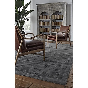 BOWERY HILL 108x144 Transitional Viscose Area Rug in Charcoal