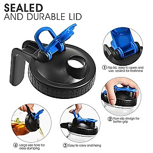 Glass Pitcher with Lid, 2 Quart(64oz) Mason Jar Pitcher with Pour Spout Handle Lid, Large Wide Mouth Jar Leak-Proof Airtight Water Jug for Sun Tea, Juice, Milk, Tea, Lemonade, Coffee, Drinks