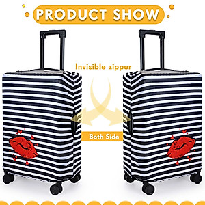 Silkfly 3 Pcs Red Lips Travel Luggage Cover Anti Scratch Dirt Washable Suitcase Protector Elastic Luggage Sleeve with Zipper, Fits 18-28 Inches