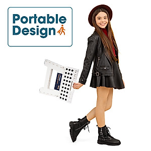 Flottian 9" Folding Step Stool for Adults and Kids Holds Up to 300 lbs,Non-Slip Folding Stools with Portable Handle, Compact Plastic Foldable Step Stool for Bathroom,Bedroom, Kitchen White