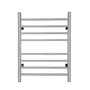 WarmlyYours TW-SR08PS-HP 8-Bar Sierra Electric Heated Bath Towel Warmer Rack, Dual Connection, Hardwired and Plug-in, Wallmountable, Programmable Timer, Stainless Steel, Polished Stainless