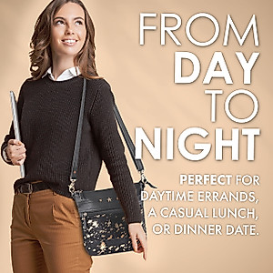 SIXTEASE Crossbody Bag for Women Vintage Style Genuine Leather, Upcycled Canvas, Rug, or Hair On - Cross Body Womens Bags with Inside Zipper Pockets - Black