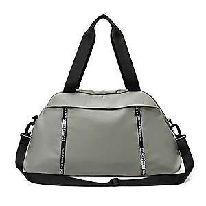 BASICPOWER Travel Duffel Gym Yoga Workout Tote Bag, Waterproof Overnight Weekender Bag, Dry-Wet Separated, with Yoga Mat Storage Tape, Grey