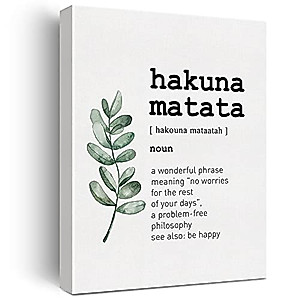 Canvas Wall Art Inspirational Hakuna Matata Word Definition Canvas Print Painting Home Wall Decor Framed Funny Gift 12x15 Inch