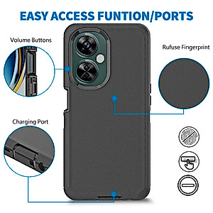 Anloes for Oneplus Nord N30 5G/CE 3 Lite Case, Defender Phone Case Heavy Duty Shockproof Dustproof Rugged Protective, 3 in 1 Bumper Cover for Oneplus Nord N30 Black(Without Built-in Screen Protector)