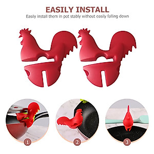 Kitchen Utensil Holder Red Utensil Holder 2pcs Spill-proof Lid Lifter Silicone Lid Lifts Chicken Kitchen Pot Lid Holders Lid Stand Holder Keep The Lid Open Pot Lid Stand Pot Lid Holder