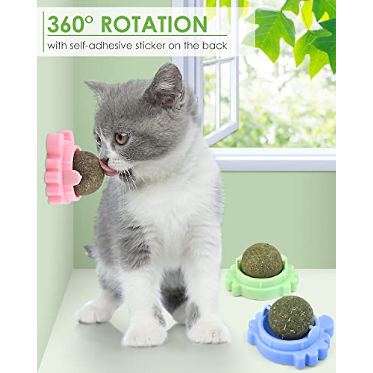 TINDTOP Catnip Balls & Silvervine Sticks Kit, Natural Catnip Toys for Kittens Teeth Cleaning, Matatabi Dental Care, Increase Appetite, Calm Cat Anxiety and Stress, Aggressive Chewers Cat Dental Toy