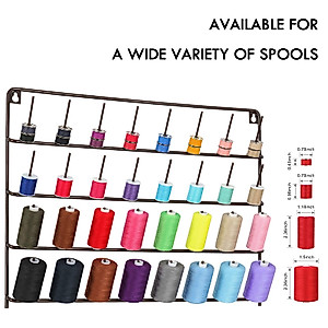 HAITARL 4 Set of Sewing Thread Organizer,Wall-Mounted Metal Thread Rack,32-Spool Thread Holder with Hanging Hooks for Organizing Threads,Brown