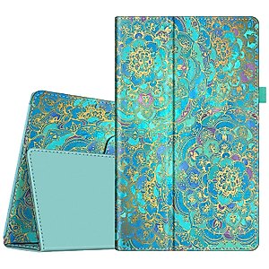 Fintie Folio Case for Amazon Fire HD 10 Tablet (Compatible with 7th and 9th Generations, 2017 and 2019 Releases) - Premium PU Leather Slim Fit Stand Cover with Auto Wake/Sleep, Shades of Blue