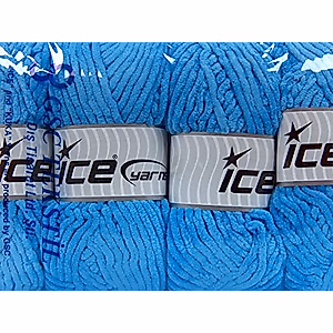 Lot of 4 x 100gr Skeins Ice Yarns Velvet Chenille Yarn Light Blue