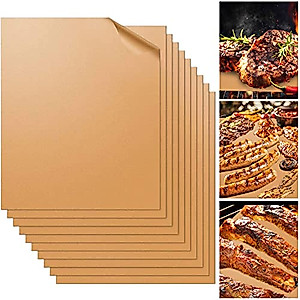 Grill Mat Set of 18 Non Stick BBQ Copper Grill Mats, Heavy Duty, Reusable, and Easy to Clean Works on Electric Grill Gas Charcoal BBQ 15.75 x 13 Inch