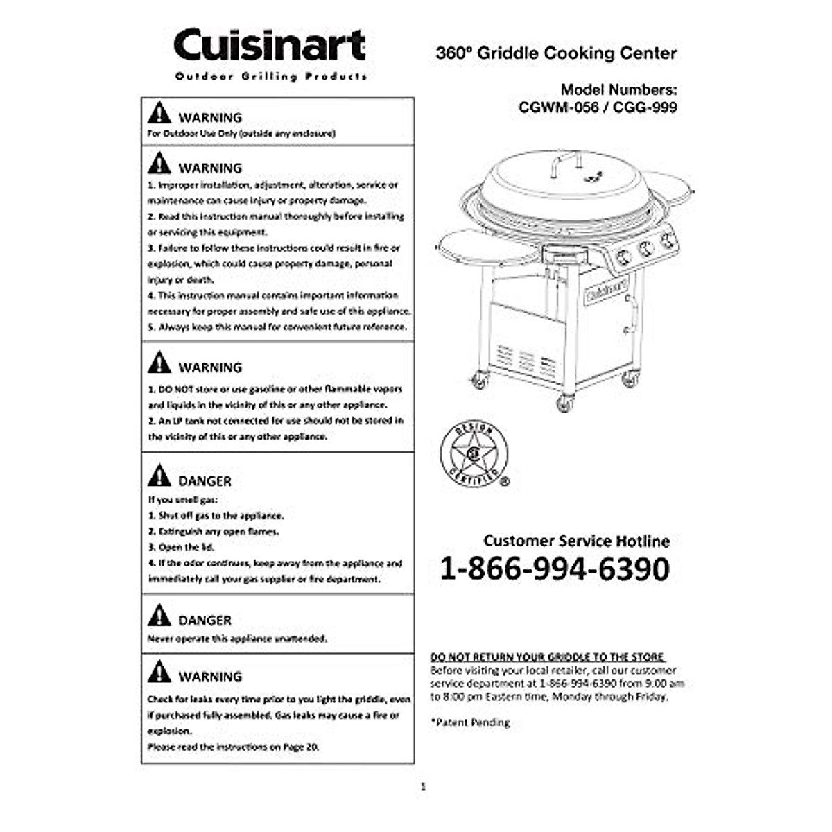 Cuisinart CGG-999 30-Inch Round Flat Top Surface 360° XL Griddle Outdoor Cooking Station