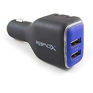DualX Dual USB Charger for Car And Home by RapidX - Blue