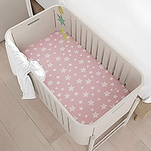 Mini Portable Crib Sheets 4 Pack for Girls (38" X 24"), Compatible with Dream on Me, Delta Porta Crib and Arms Reach Ideal Cosleeper, Pink