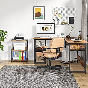Tribesigns 3-Shelf Printer Stand with Storage, Rolling Printer Table Machine Cart with Wheels, Mobile Desk Organizer Shelves for Office and Home (Rustic Brown)