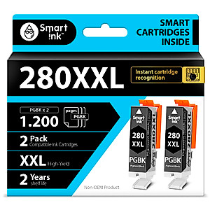 Smart Ink Compatible Ink Cartridge Replacement for Canon PGI-280XXL 280 XXL PGI280 to use with TR8520 TS9120 TS6120 TR7520 TS6220 TS6320 TS8220 TS8120 TS8320 TS702 (2 PGBK, Pigment Black Pack Combo)