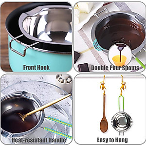 Stainless Steel Double Boiler with Silicone Spatula, Chocloate Metls Pot with Heat Resistant Handle for Melting Chocolate, Candy, Candle, Soap and Wax…