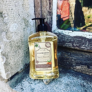 A LA MAISON French Liquid Hand Soap, Almond - Natural Hand Wash Made with Essential Oils - Biodegradable, Plant-Based, Vegan, Cruelty-Free, Alcohol & Paraben Free (16.9 oz, 3 Pack)