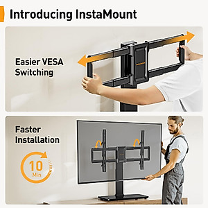 Perlegear Swivel TV Stand Mount, Universal TV Stand for 37-80 inch TVs, Height Adjustable Tabletop TV Stand Holds up to 99 lbs, Preassembled InstaMount Front Support, Max VESA 600x400mm, PGTVS28
