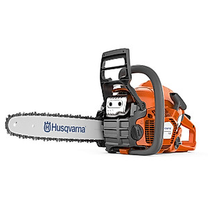 Husqvarna 130 Gas Powered Chainsaw, 38-cc 2-HP, 2-Cycle X-Torq Engine, 16 Inch Chainsaw with Automatic Oiler, For Wood Cutting and Tree Pruning, Orange