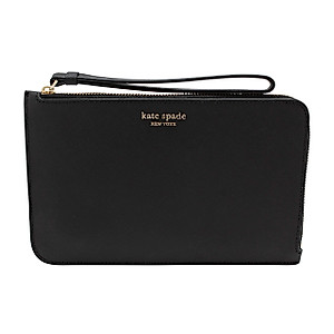 Kate Spade New York Cameron Medium L-Zip Leather Wristlet Pouch Wallet Black