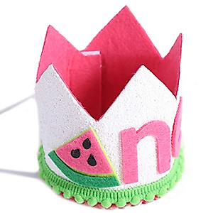 Watermelon Party Decorations For 1st Birthday - Watermelon Birthday Crown For Photo Booth Props And Backdrop Cake Smash, Best Watermelon Birthday Party Supplies For Kids (Watermelon Birthday Crown)