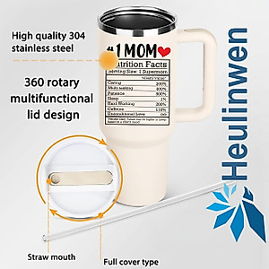 Heulinwen Mama Bear Tumbler with Handle 40oz – Funny Travel Mug for Wife, Bonus Mama, or New Mom – Gift From Daughter Son Husband – Mother's Day Christmas Birthday Surprise – Insulated Cup for Women