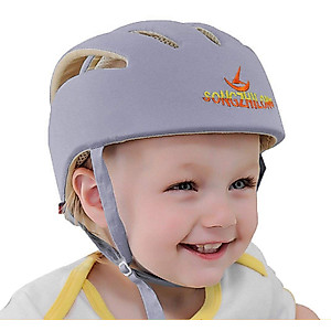 Huifen Adjustable Baby Head Protector, Baby Helmets for Crawling Walking Lightweight Safety Baby Helmet Jumping Running Breathable Hat Infant Essentials Toddler Helmets 6-24 Months (Gray)
