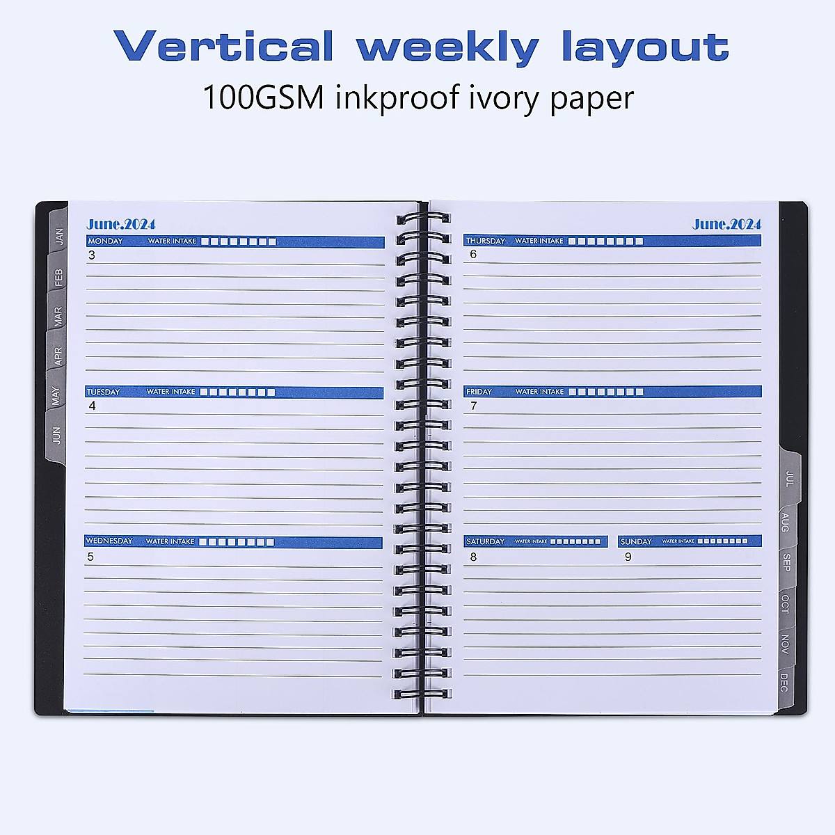 2024 Planner - Weekly and Monthly Planner 2024 from January 2024 to December 2024, 6.5" x 8.5" Planner with Year Plan, Monthly Tabs, Monthly Expense & Notes, Inner Pocket, 100GSM Paper